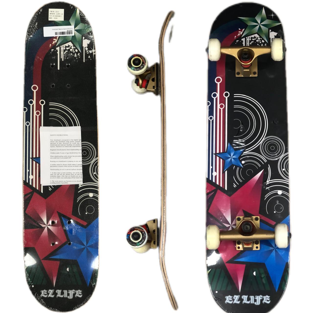 EZ LIFE SKATE COMPLETO ESTRELLAS ROJO/AZUL